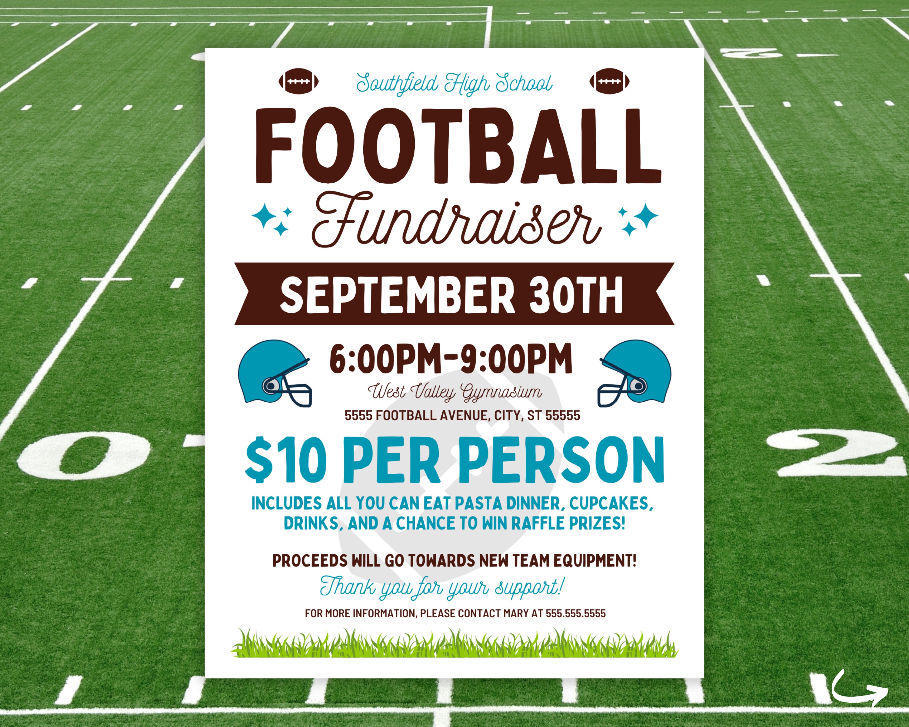 DIY Football Fundraiser Flyer Canva Template, Football Raffle ...