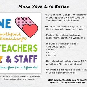 DIY Teacher Appreciation Poster - We Love Our Teachers & Staff ...
