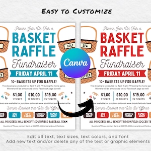 Editable Basket Raffle Flyer Template, Gift Basket Fundraiser Raffle ...