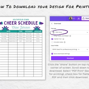 Editable Cheer Schedule Template, Cheerleader Practice or Game Calendar ...