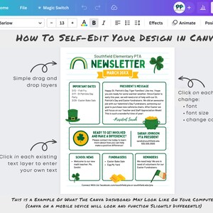 Editable March Newsletter Template, St Patricks PTO PTA School News ...
