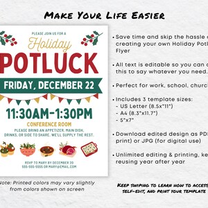 Editable Holiday Potluck Flyer: Christmas Work Party Invite (canva ...