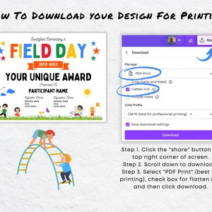 Editable Field Day Award Certificate Template, PE Gym Awards Printable ...