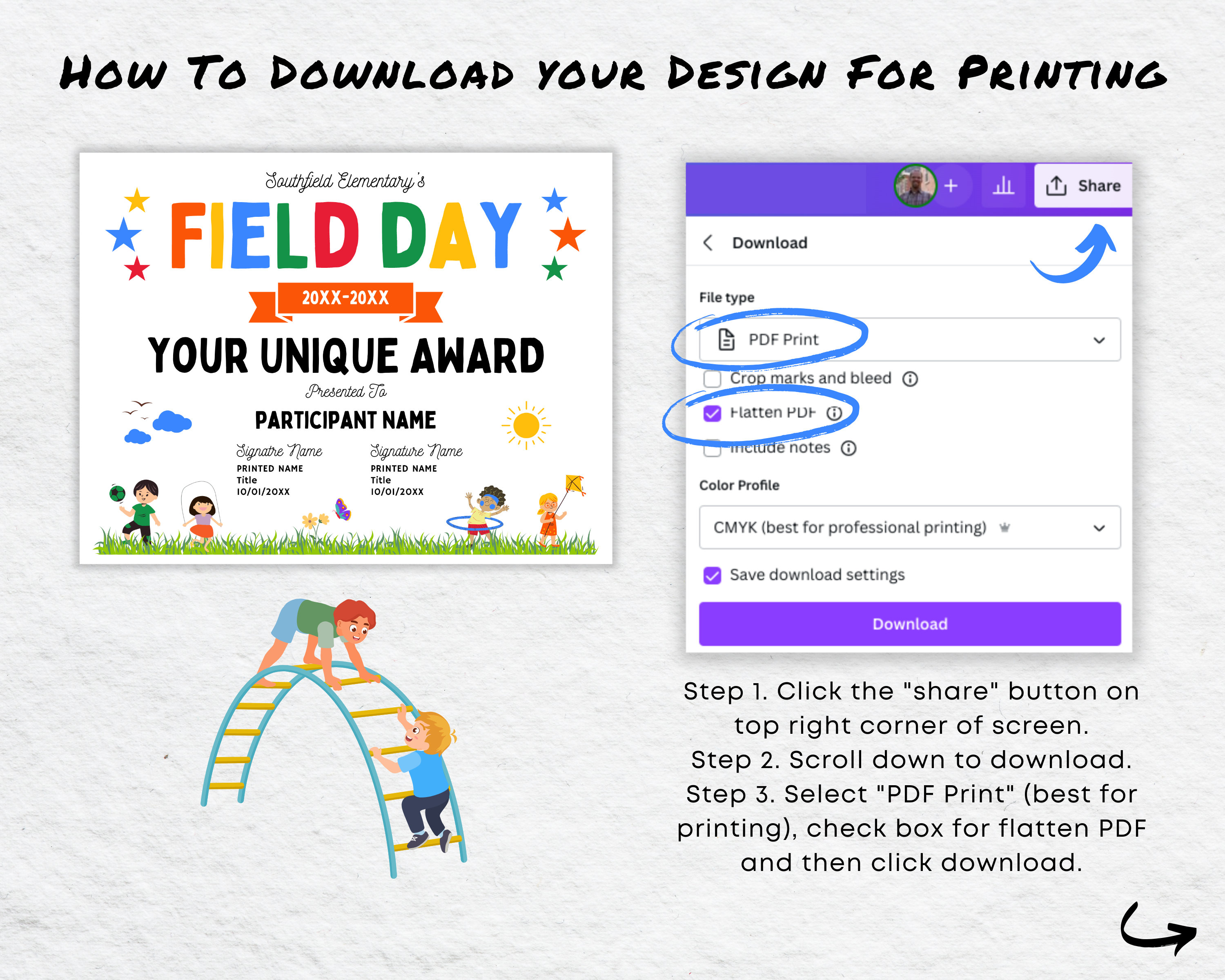 Editable Field Day Award Certificate, Sports Day Template (digital ...