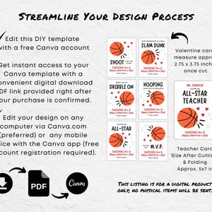 Printable Basketball Valentine Cards, Kids Classroom Valentines Day ...