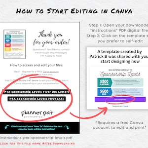 PTO PTA Sponsorship Levels Form Editable Template, Non-profit Form ...