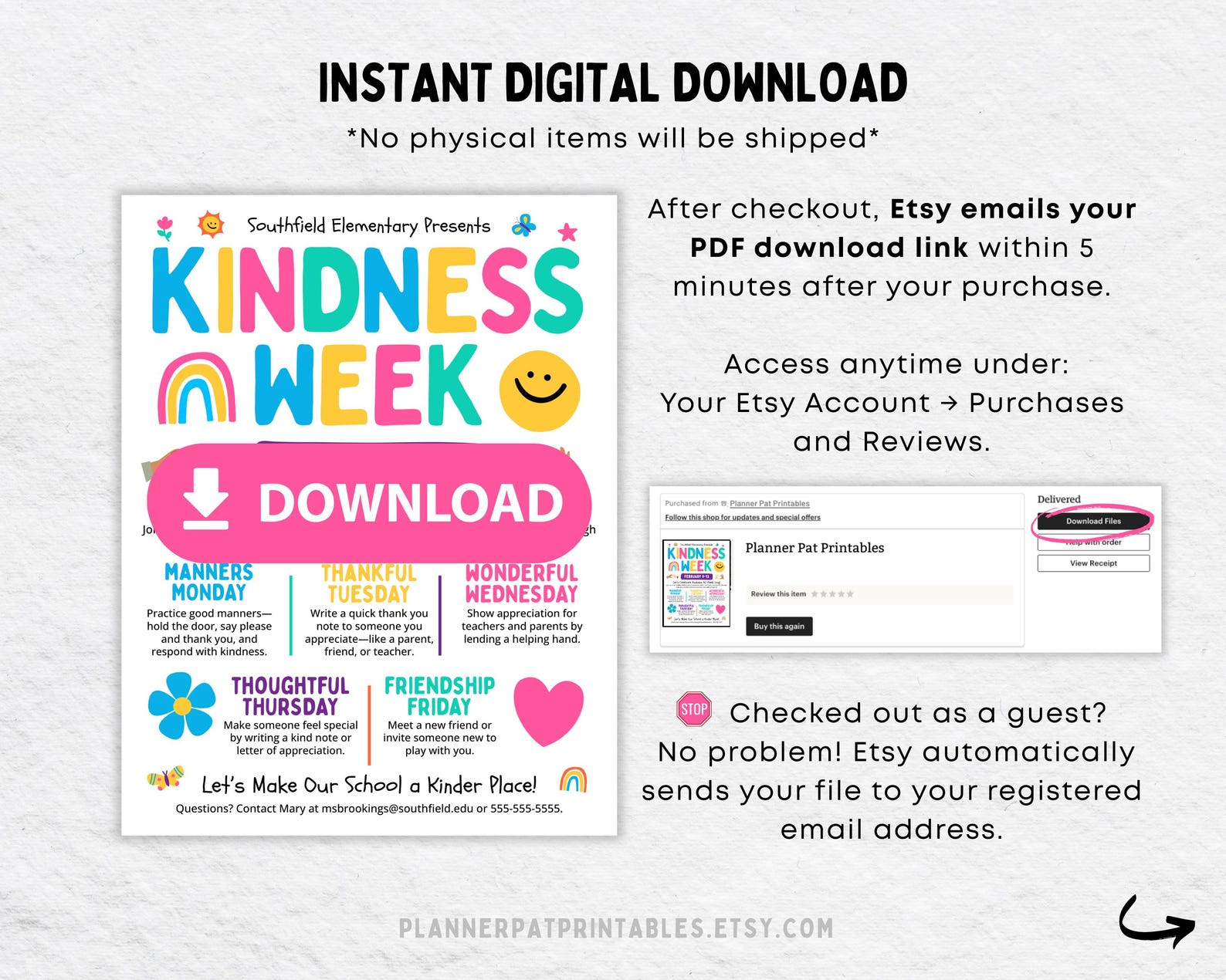 Kindness Week Flyer Template | Elementary School PTO (canva Editable ...