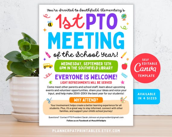 Pta Printable Invitation Templates School Supply Drive Flyer, Editable