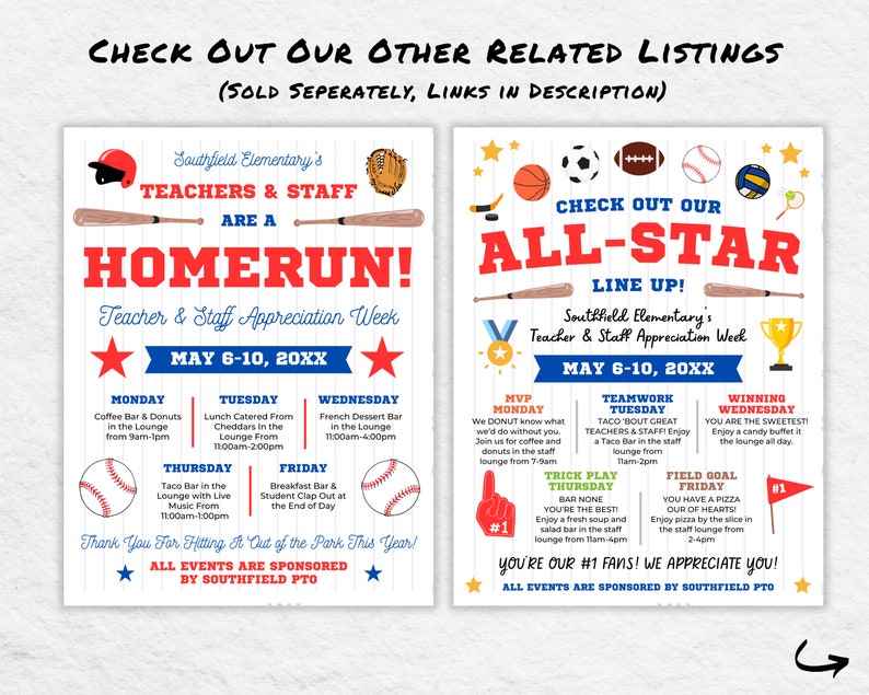 Baseball Teacher Appreciation Week Parent Newsletter Flyer (canva ...