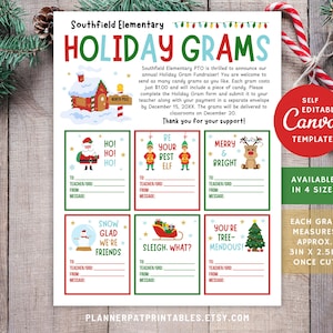 Editable Holiday Grams Canva Template, Christmas Candy Grams School ...