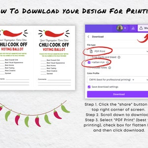 Editable Chili Ballot Template, Cook off Judging Sheet (canva, Digital ...
