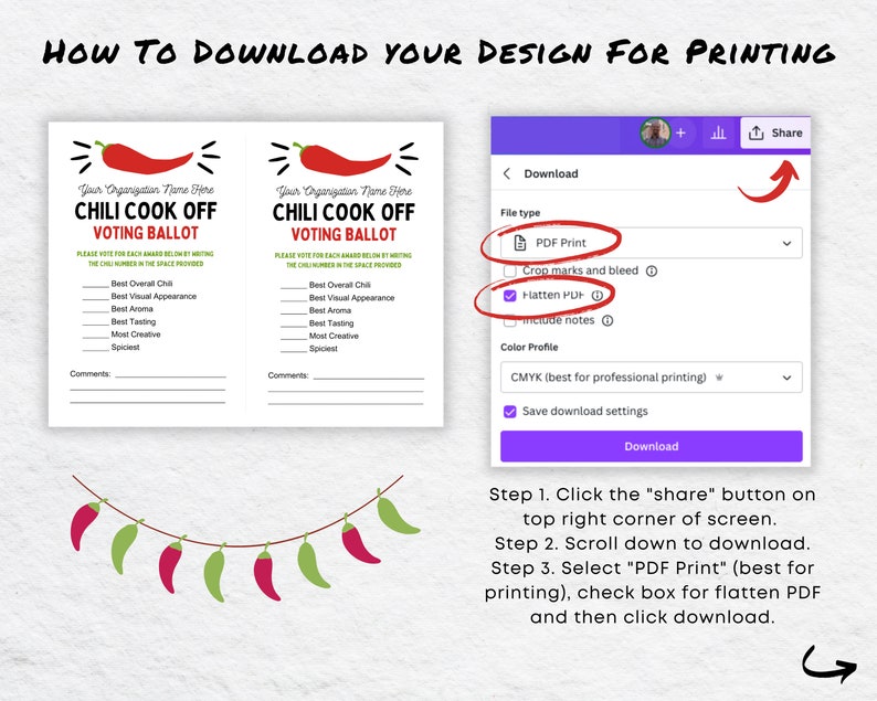 Editable Chili Ballot Template, Cook off Judging Sheet (canva, Digital ...