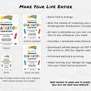 Editable Kindergarten Graduation Invitation, Preschool Graduation ...