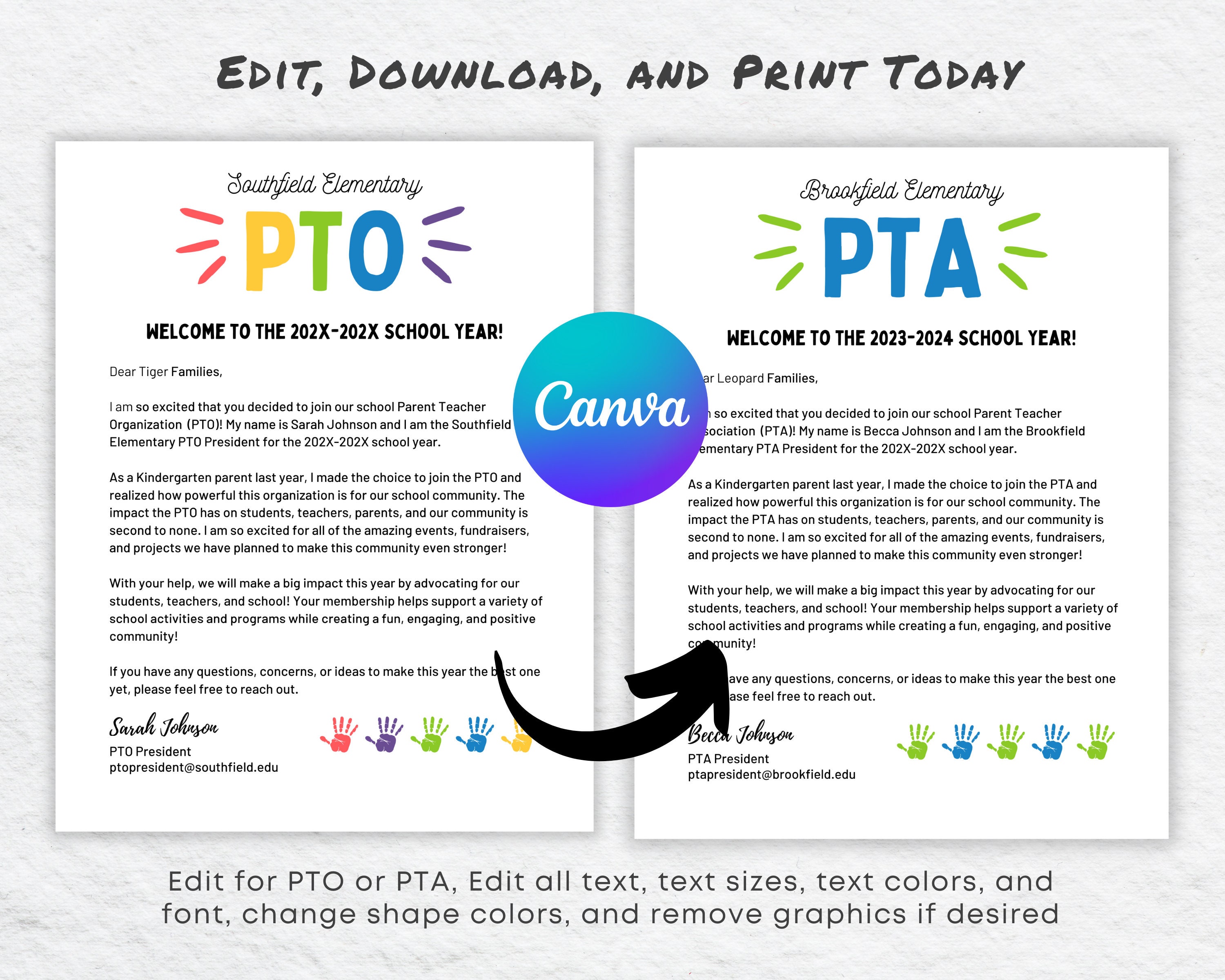 Editable PTO PTA Welcome Letter Template: Minimalist School ...
