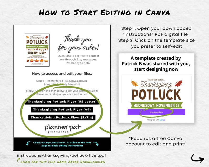 Thanksgiving Potluck Flyer: Editable Fall Appreciation Invitation ...