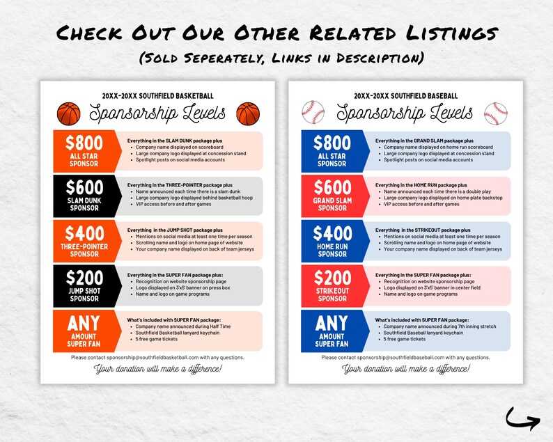 Editable Hockey Sponsorship Levels Form: Tournament Sponsor Menu Flyer ...