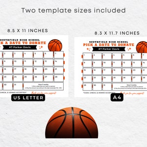 Editable Basketball Template: Fundraising Calendar (canva, Digital ...