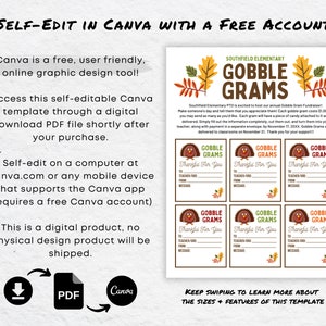 Editable Gobble Grams Fundraiser Canva Template, Turkey Notes - Etsy