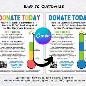 Editable School PTA PTO Fundraising Thermometer Flyer: Donation Tracker ...