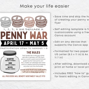 Penny War Flyer Editable Template, Coin Drive Fundraiser, Canva - Etsy
