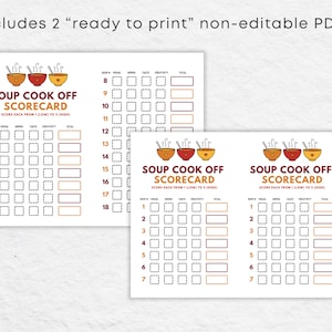 Fall Soup Cook off Scorecard Printable for Soup Competition, Editable ...