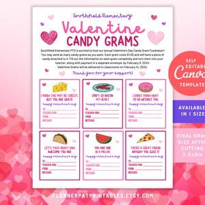 Editable Valentines Candy Gram Flyer Template, Candy Gram Fundraiser ...