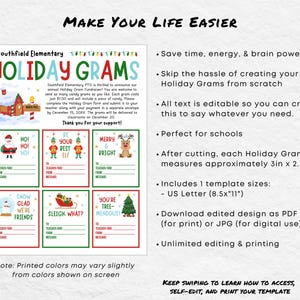 Editable Holiday Grams Canva Template, Christmas Candy Grams School ...