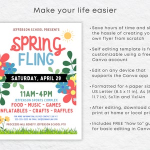Spring Fling Flyer, Editable Spring Fling Festival Fundraiser Template ...