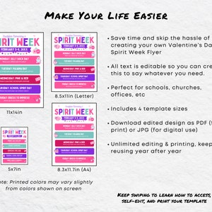 Editable Valentines Day Spirit Week Flyer Canva Template, School Spirit ...