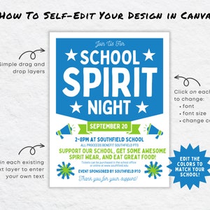 Editable School Spirit Night Flyer | Canva Fundraiser Invitation ...
