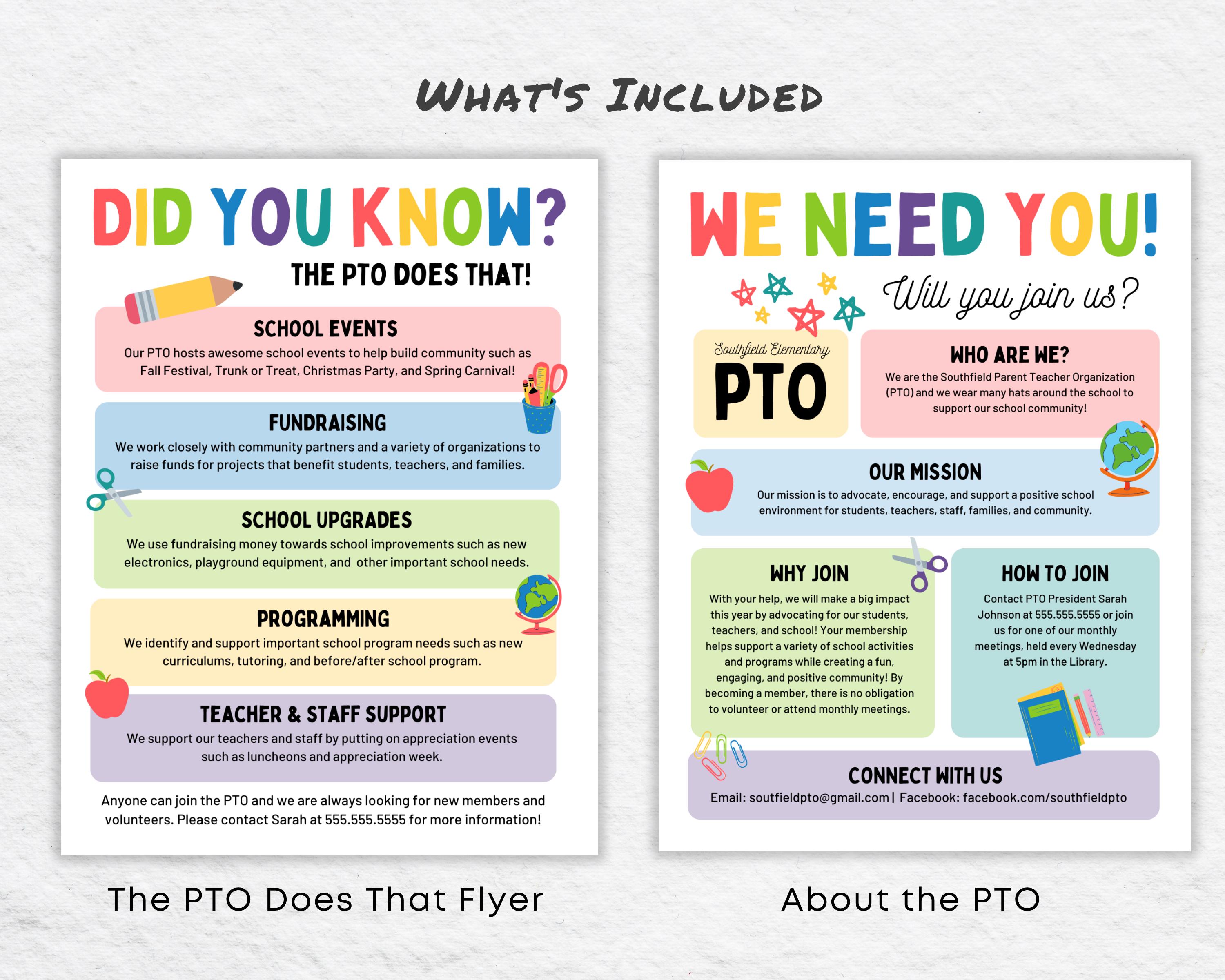 Editable Back to School PTA/PTO Flyer Bundle: Canva Templates (digital ...