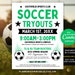Editable Soccer Tryout Flyer Template, Team Registration Announcement ...
