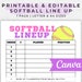 Editable Softball Line up Roster and Batting Order DIY Canva - Etsy