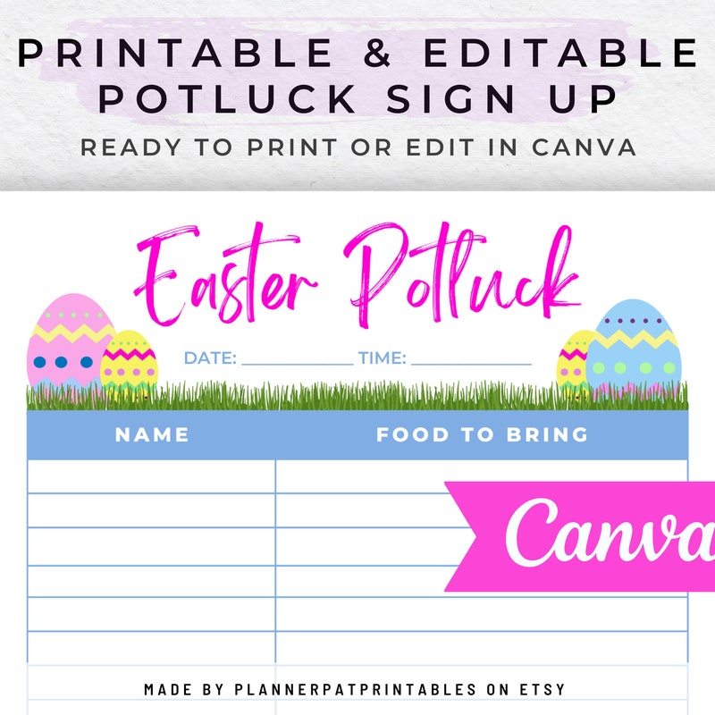 Easter Party Sign up Template - Etsy