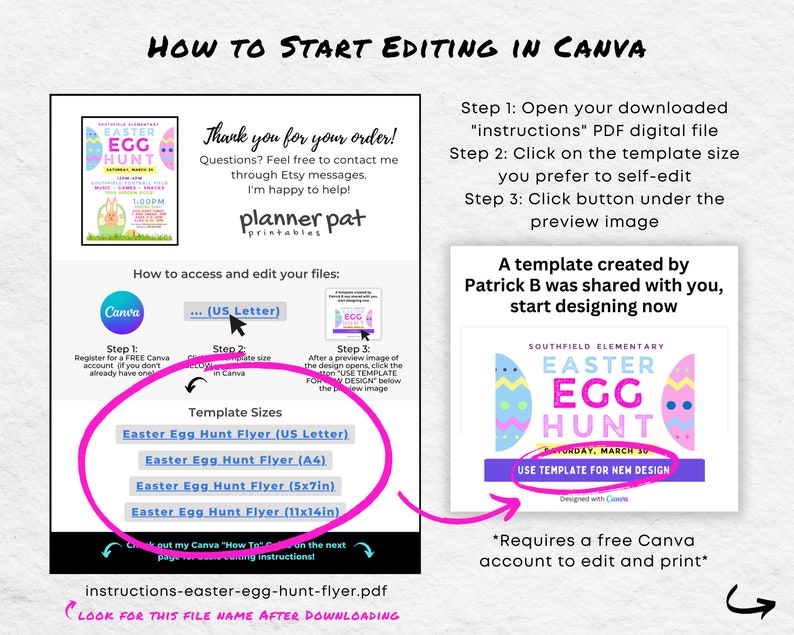 Easter Egg Hunt Flyer: Editable Fundraiser Canva Template (digital ...