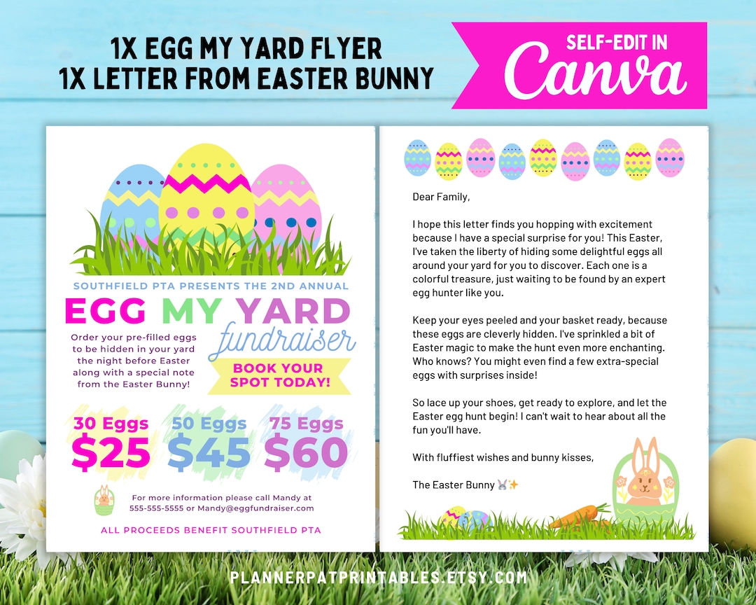 Editable Egg My Yard Bundle Includes Event Flyer and Easter Bunny ...