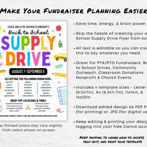Editable School Supply Drive Flyer | Canva Template (digital Download ...