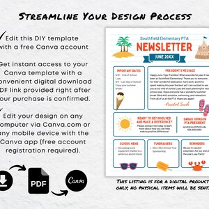 Editable June Newsletter Template: Summer PTO PTA School News (digital ...