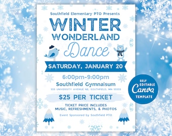 Winter Wonderland Dance Theme Template Printable High School Formal ...