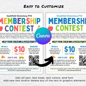 PTO Membership Contest Flyer Template: Editable Canva PTA Recruitment ...