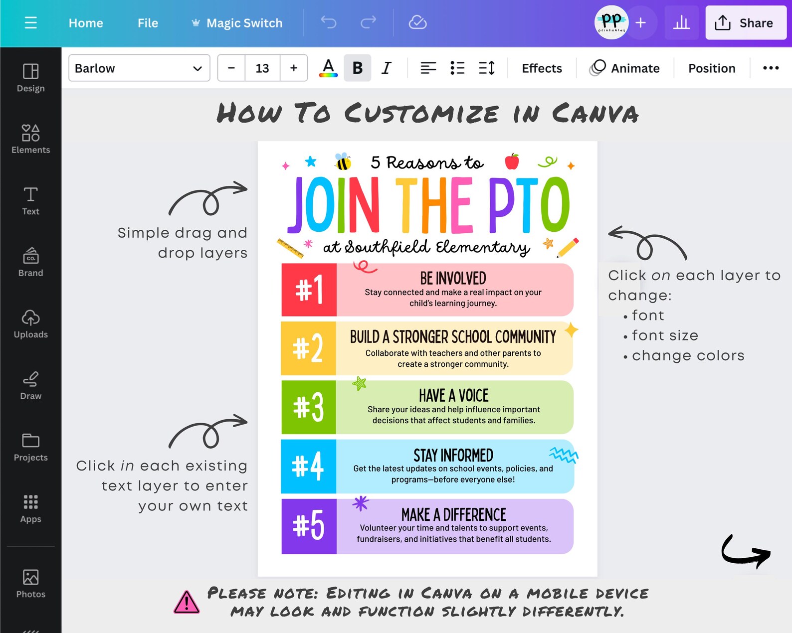 Editable PTA PTO Recruitment Flyer Template: Why Join Us (canva ...