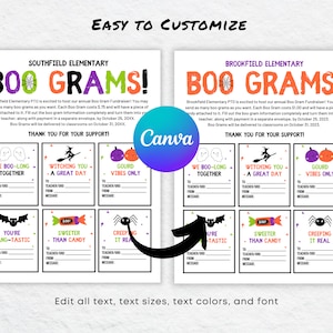 Editable School Boo Grams Template: Canva Halloween Fundraiser (digital ...