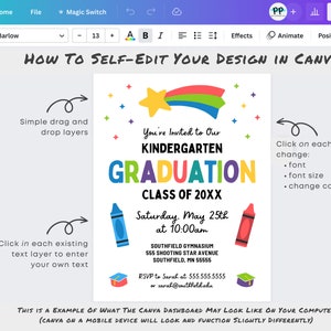 Editable Kindergarten Graduation Invitation, Preschool Graduation ...