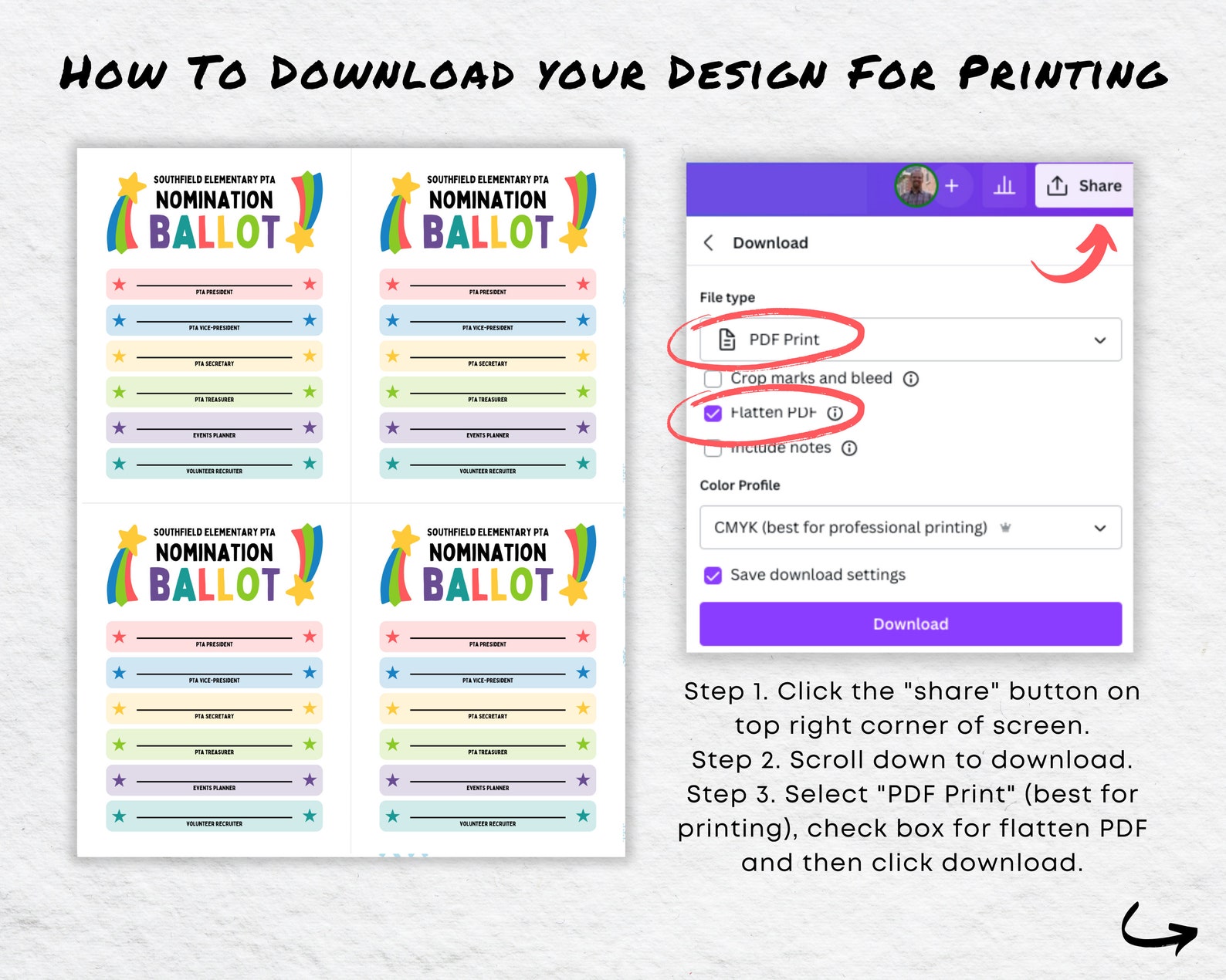 Editable PTO PTA Elections Ballot Template, Board Member Nomination ...