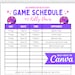 Editable Volleyball Schedule - Sports Practice & Game Calendar (canva ...