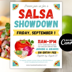 Editable Salsa Showdown Flyer Canva Template, Salsa Contest Invite ...