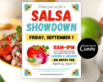 Editable Salsa Showdown Flyer Canva Template, Salsa Contest Invite ...