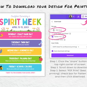Editable Spring Spirit Week Flyer Canva Template, School Spirit ...
