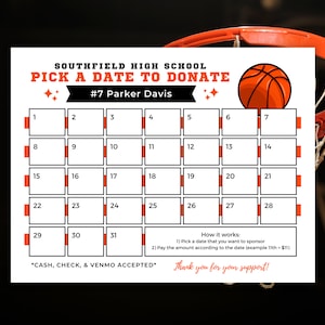 Editable Basketball Template: Fundraising Calendar (canva, Digital ...