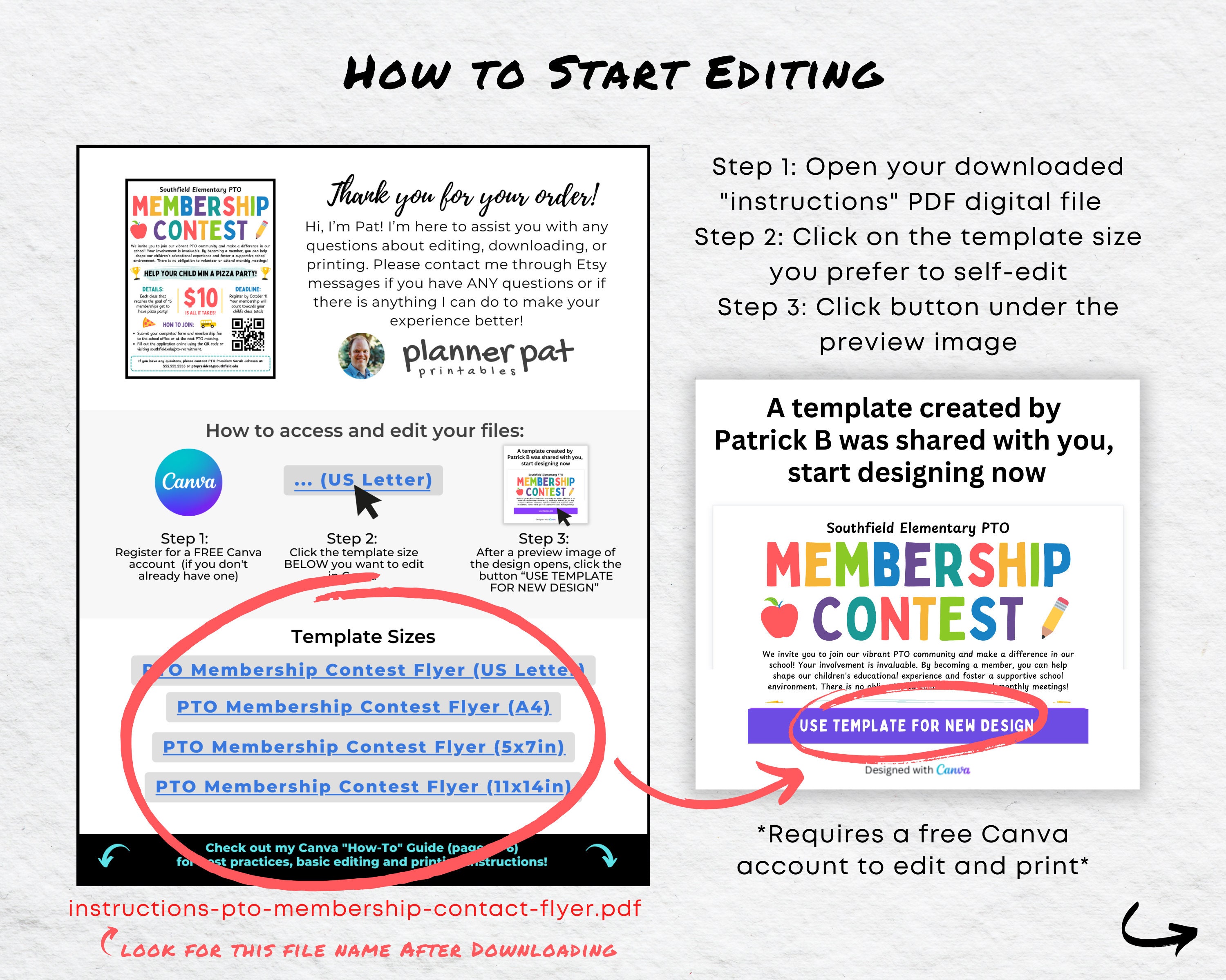 PTO Membership Contest Flyer Template: Editable Canva PTA Recruitment ...